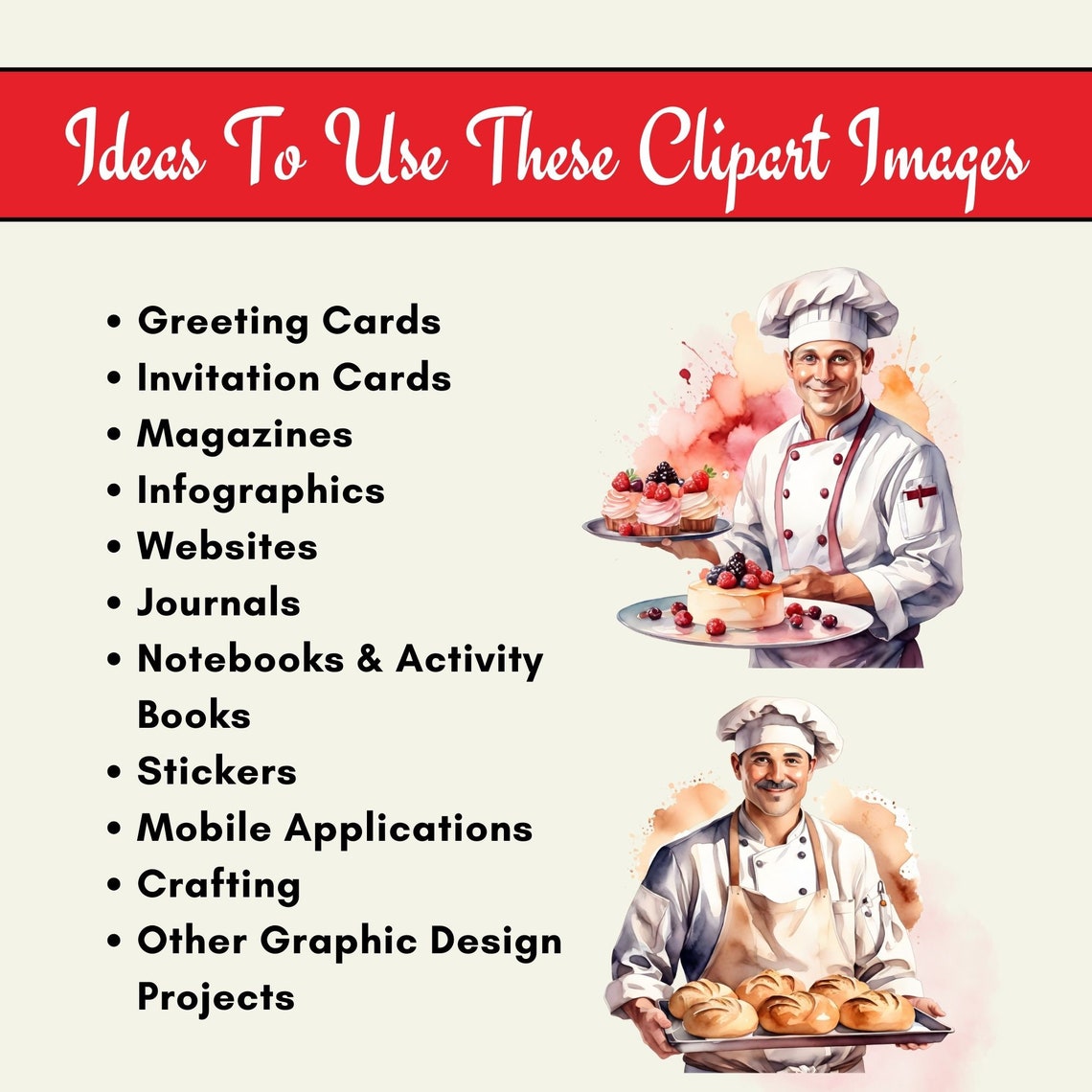 Chef Clipart, Kitchen Clipart PNG Bundle, 65 PNG Chef Clipart Bundle ...