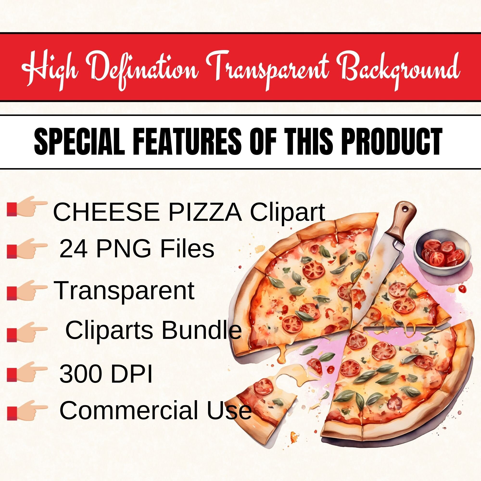 Cheese Pizza Clipart, Food Clipart PNG Bundle, 24 PNG Pizza Clipart ...