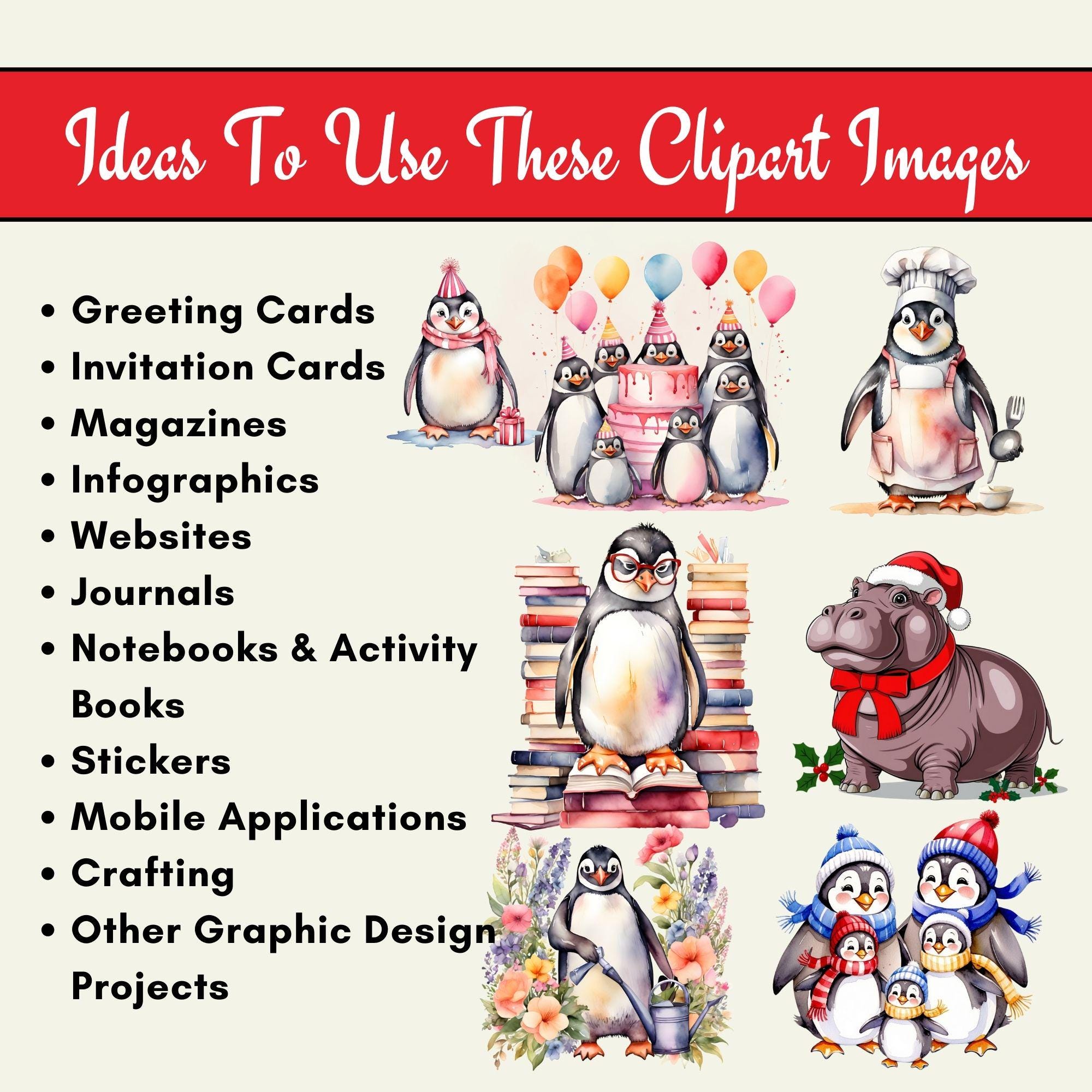 Penguin Clipart, Animal Clipart PNG Bundle, 127 PNG Penguin Clipart ...