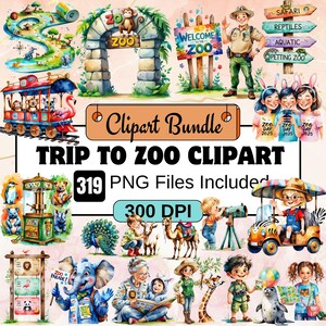 311trip to the Zoo Clipart,watercolor Zoo Clipart PNG Bundle,zoo ...
