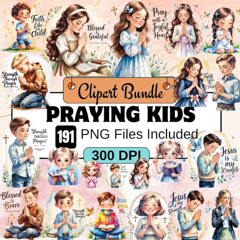 Cute Praying Girls Art - Etsy