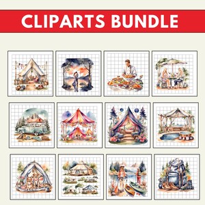 Glamping Clipart, Camping Clipart PNG Bundle, 24 PNG GLAMPING Clipart ...