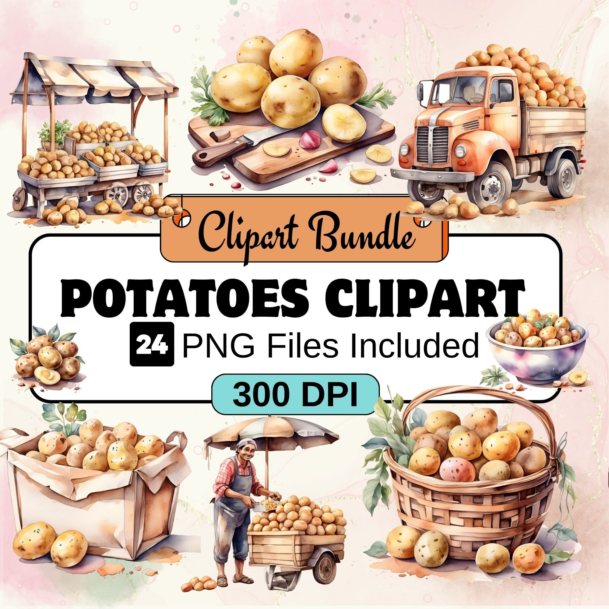 Potatoes Clipart, Potatoes Clipart PNG Bundle, 24 PNG Vegetables ...