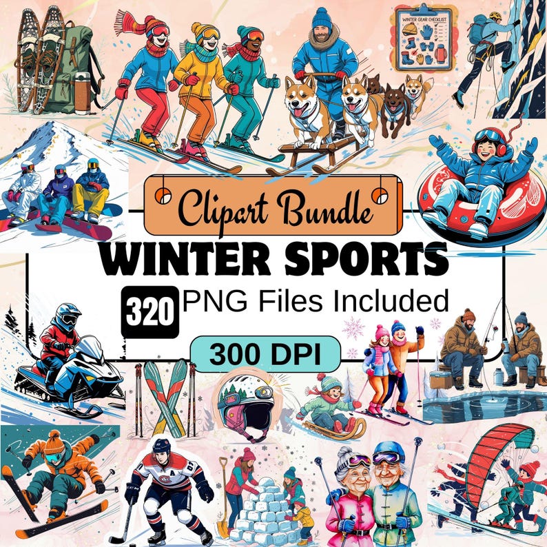 320winter Sports Clipart,watercolor Winter Sports Png Bundle,winter ...