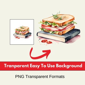 Sandwich Clipart, Watercolor Sandwich, Food Clipart, PNG Bundle, 24 ...