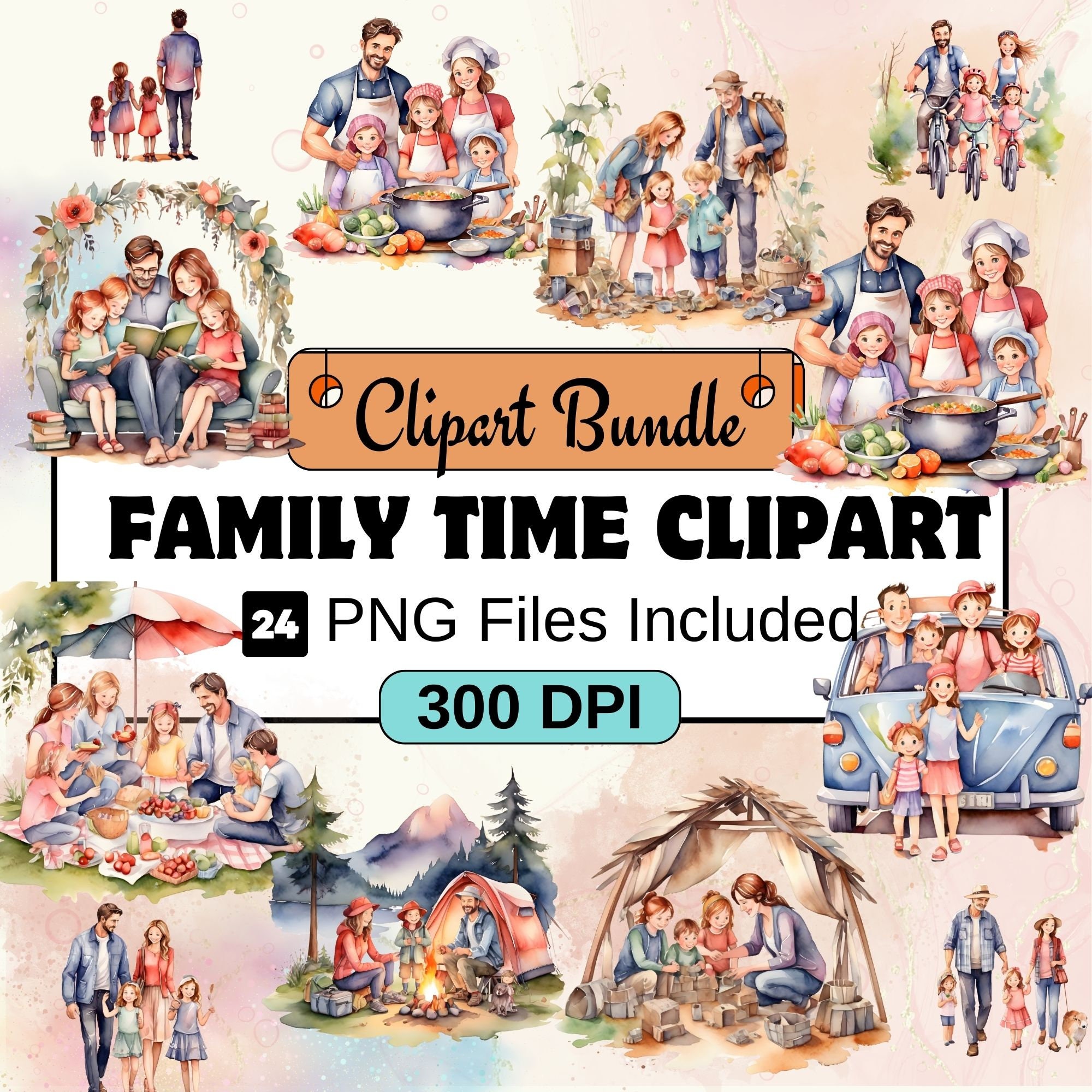 Family Time Clipart Clipart, Family Clipart PNG Bundle, 24 PNG Family ...