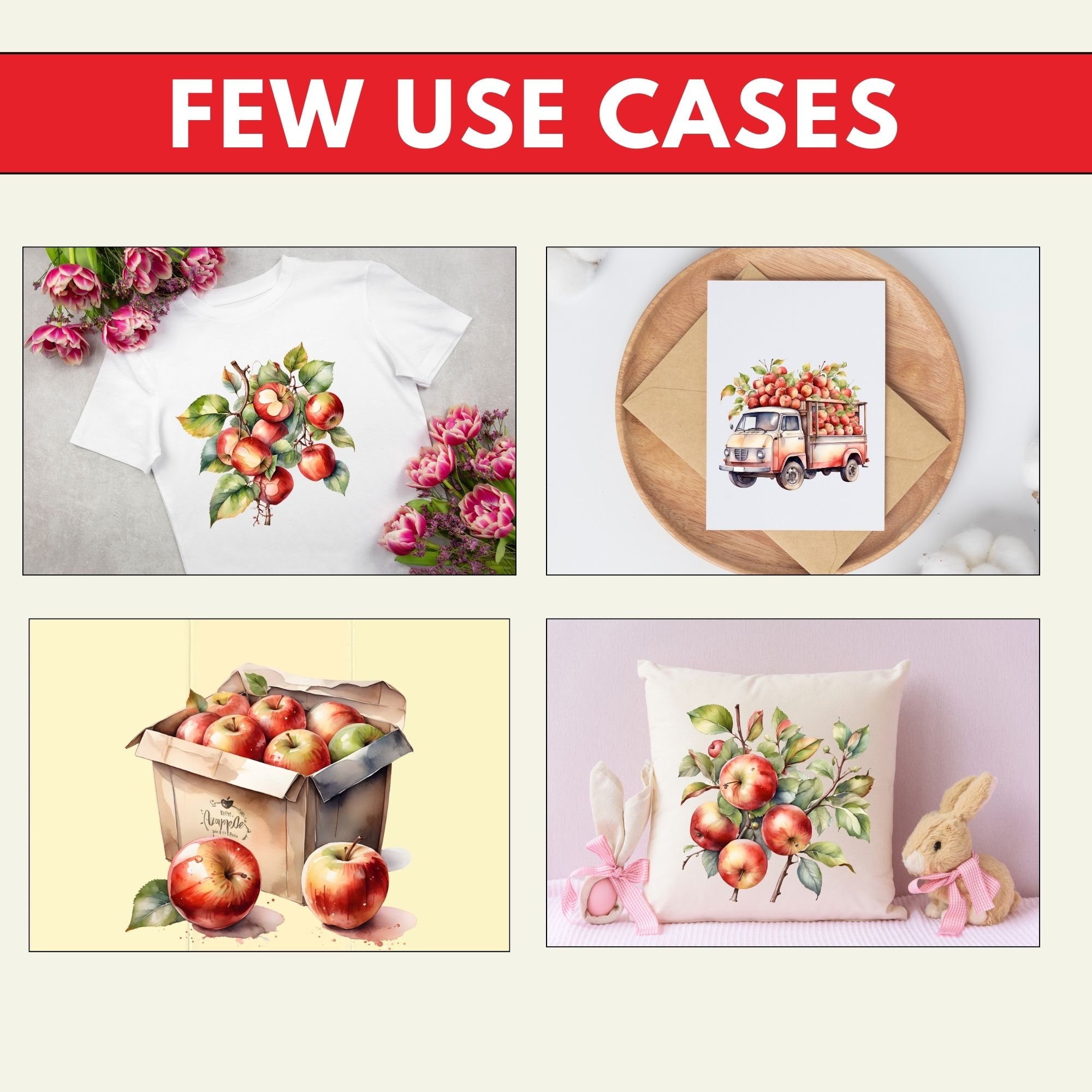 Apple Clipart, Apple Watercolor Clipart Bundle, 24 PNG Apple Clipart ...