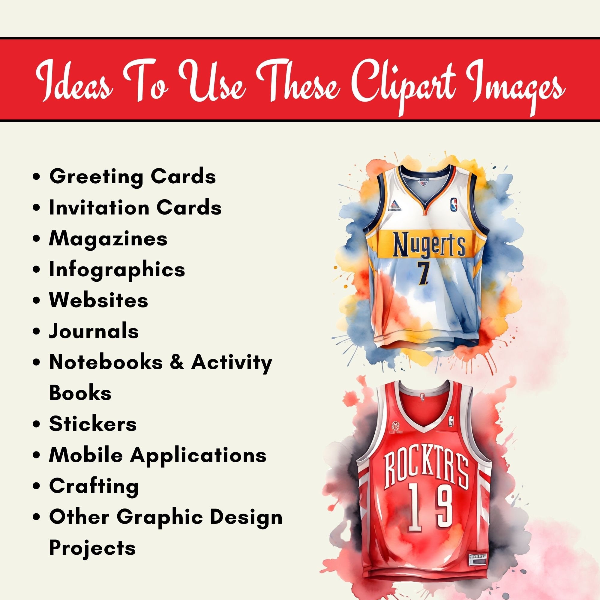 Beautiful Basketball Jersey Clipart, Basketball Clipart Bundle, 24 PNG ...