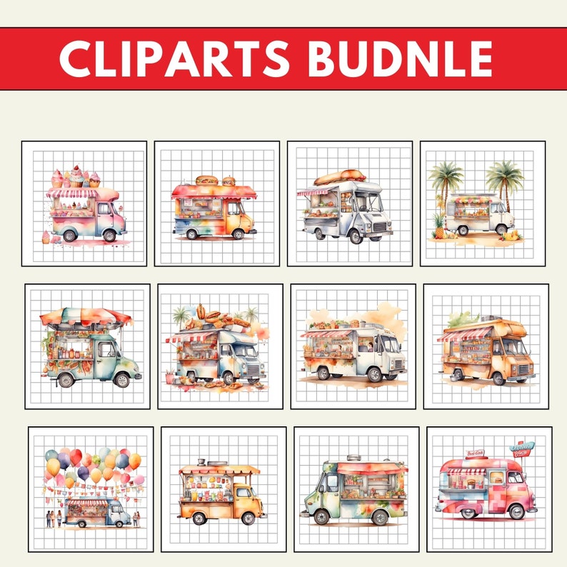 Food Truck Clipart, Food Clipart PNG Bundle, 88 PNG Food Truck Clipart ...