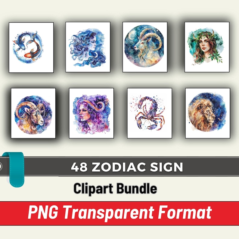 Zodiac Sign Clipart, Couple Clipart PNG Bundle, 24 PNG Zodiac Sign ...