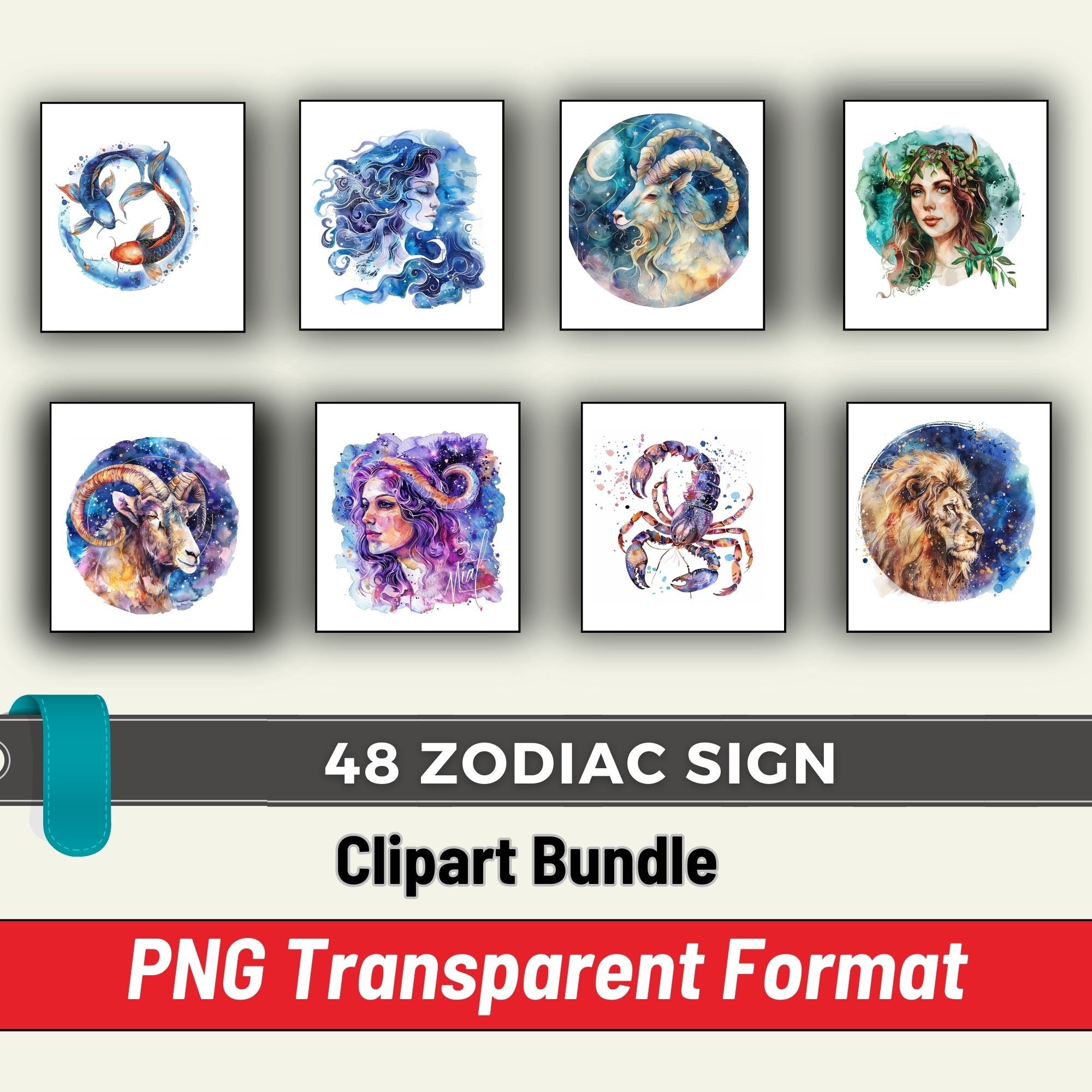 Zodiac Sign Clipart, Couple Clipart PNG Bundle, 24 PNG Zodiac Sign ...