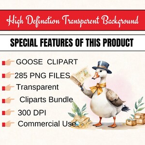 Watercolor Goose Clipart, Animal Clipart PNG Bundle, 285 PNG Funny ...
