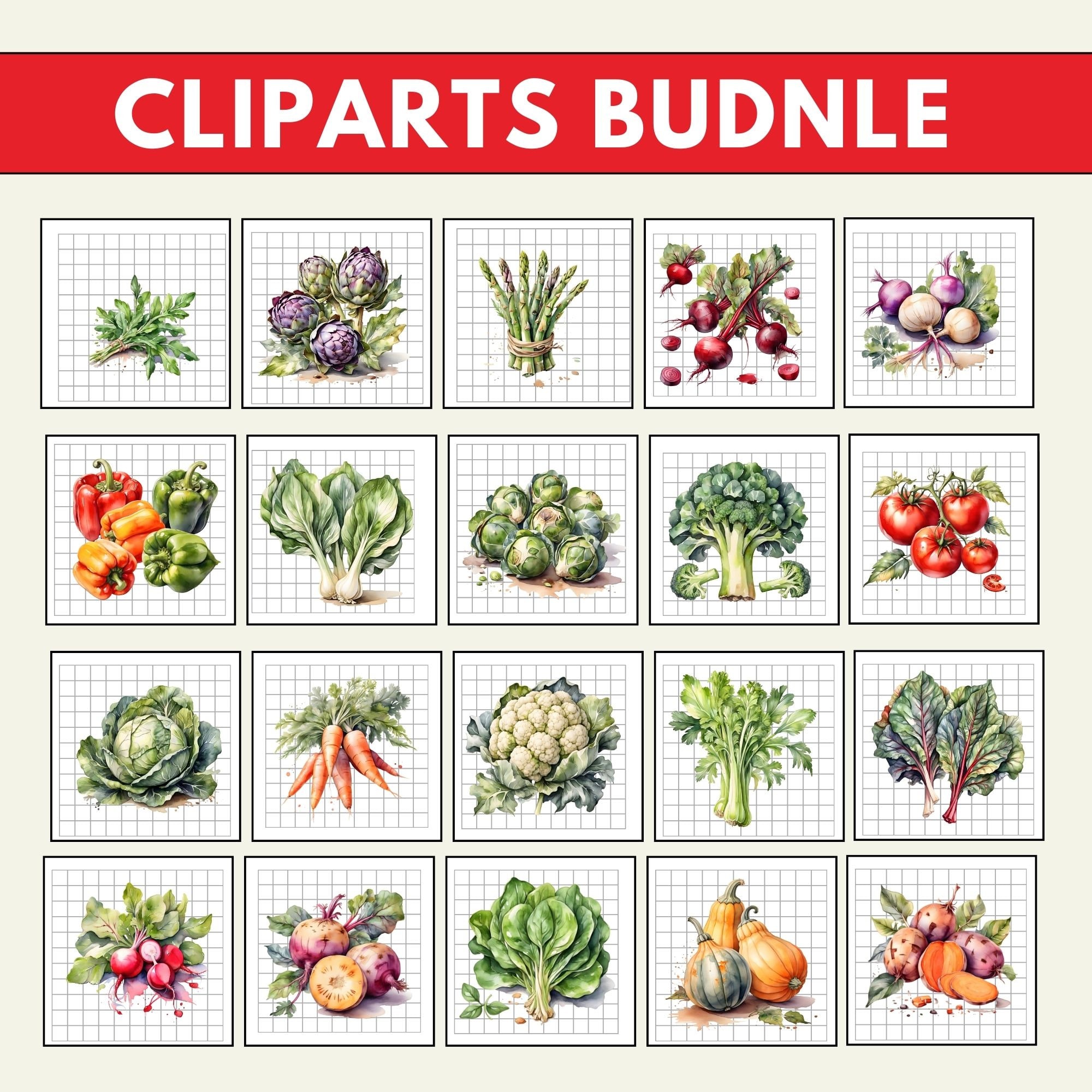 Vegetables Clipart, Kitchen Clipart PNG Bundle, 24 PNG Vegetables ...