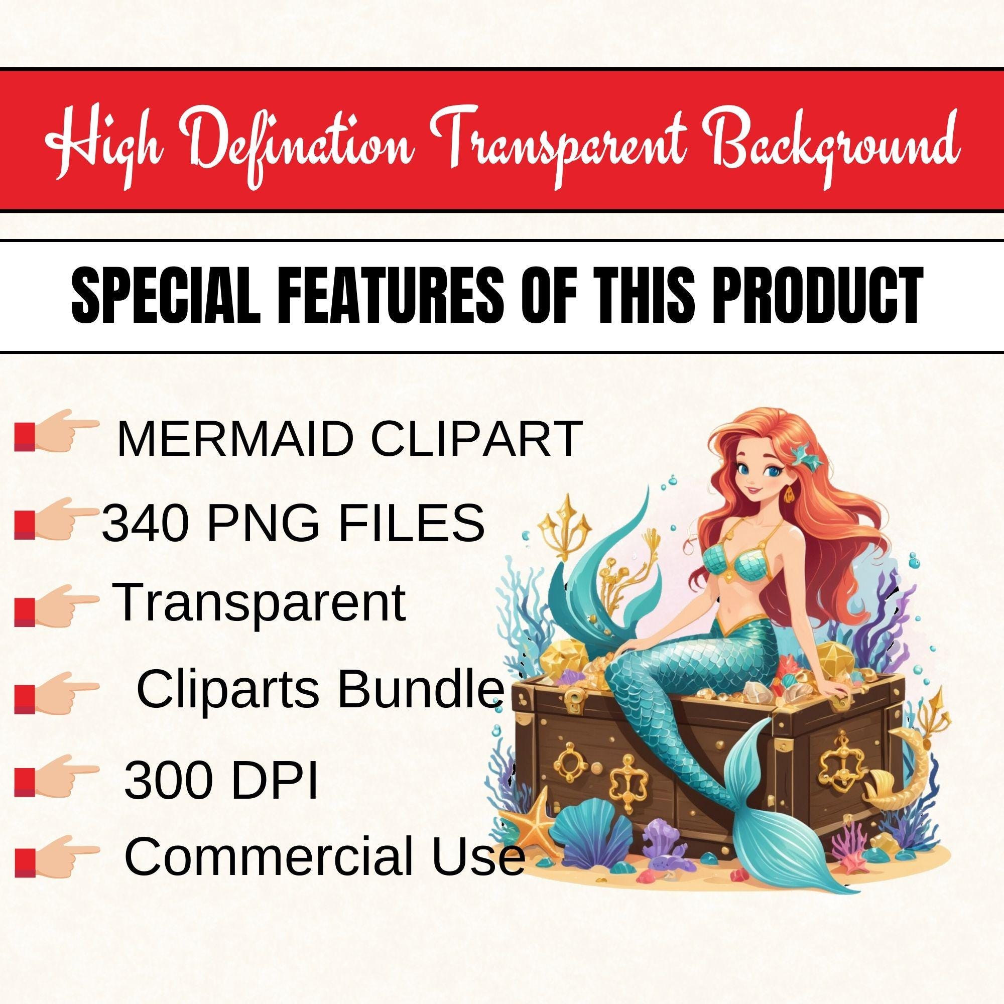 Mermaids Watercolor Clipart Bundle, Mermaid Clipart PNG Bundle, 340 PNG ...