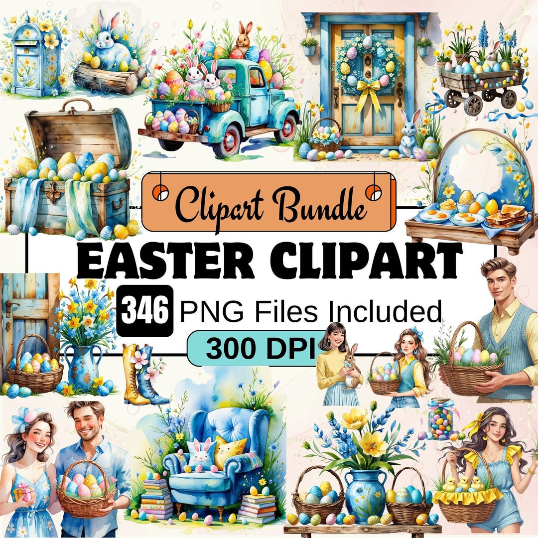 Easter Clipart, Watercolor Easter PNG, Watercolor Springtime, Easter ...