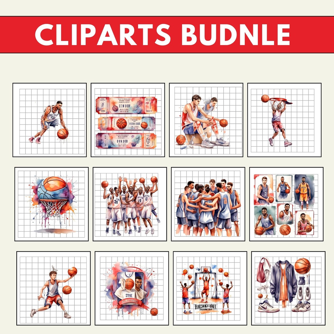 Basketball Clipart, Sports Clipart PNG Bundle, 24 PNG Basketball ...