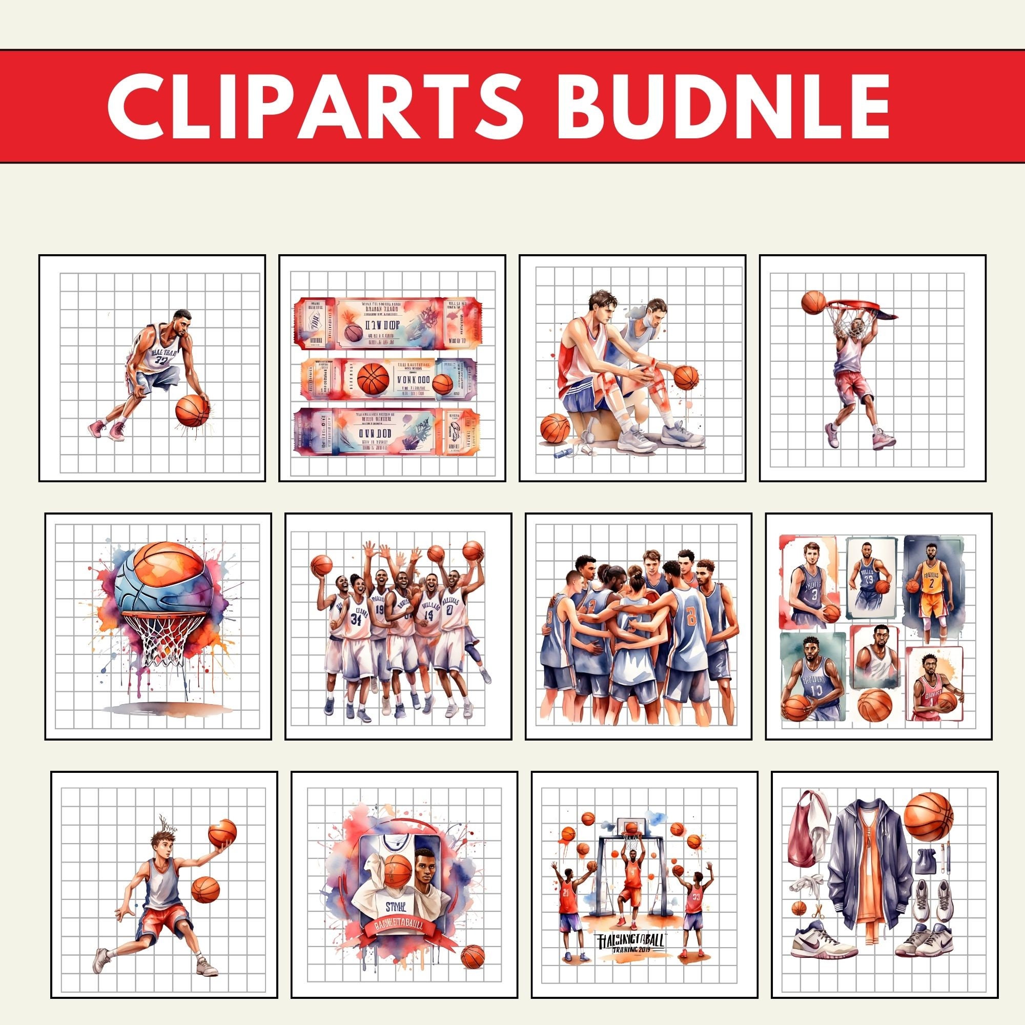 Basketball Clipart, Sports Clipart PNG Bundle, 24 PNG Basketball ...