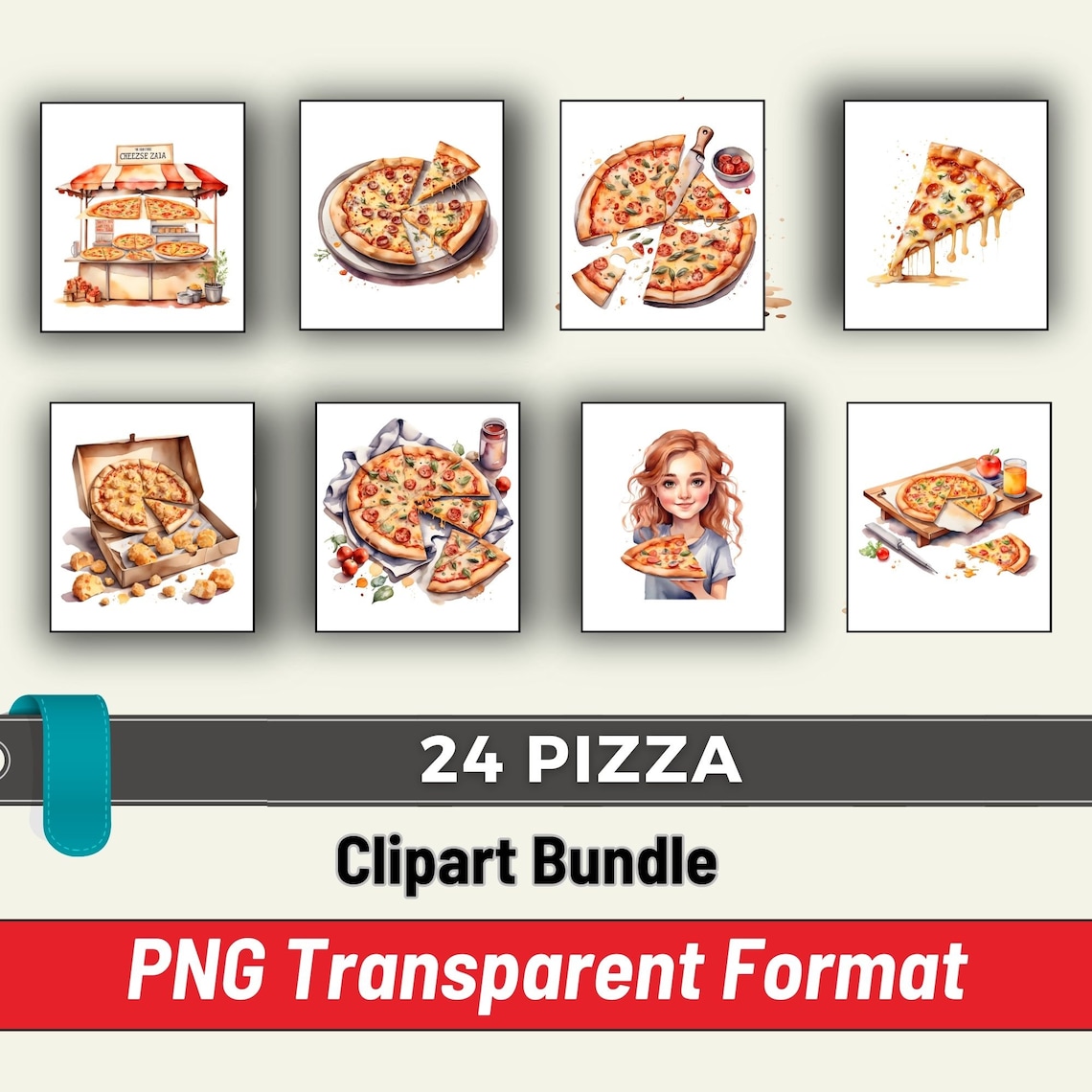 Cheese Pizza Clipart, Food Clipart PNG Bundle, 24 PNG Pizza Clipart ...