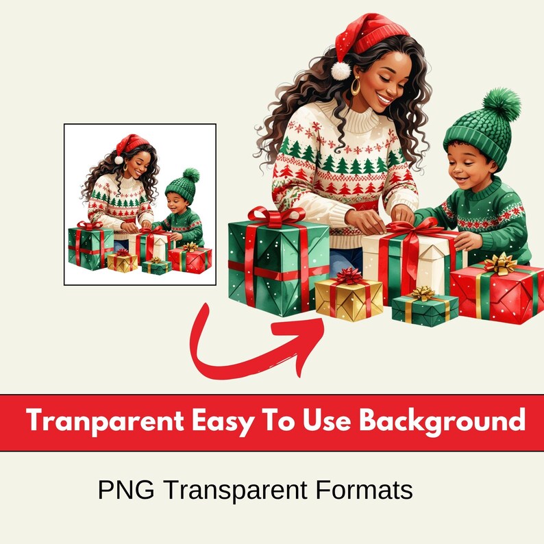 Black Family Christmas Clipart,afro American Clipart Png Bundle,black ...
