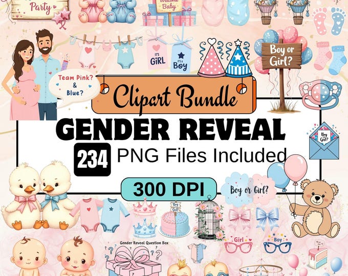 Gender Reveal, Gender Reveal Clipart, Png, Baby Shower Clipart, PNG ...