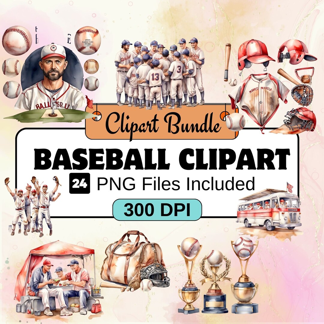 Baseball Clipart, Sports Clipart PNG Bundle, 24 PNG Baseball Clipart ...