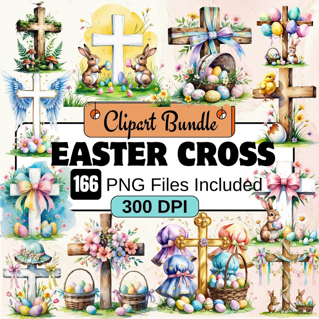 Easter Cross Clipart,christian Easter Cross Clipart Bundle,religious ...