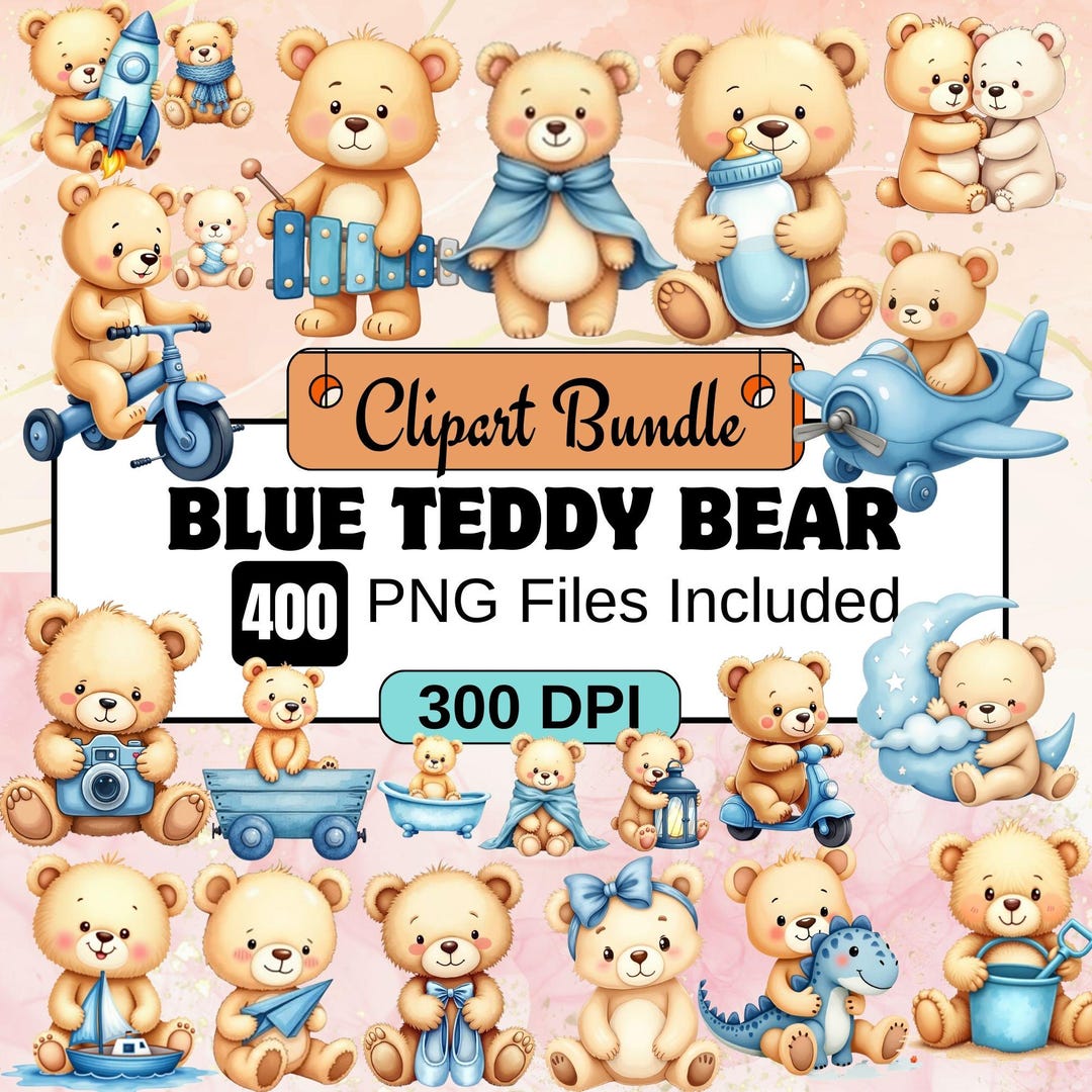 400 Blue Teddy Bear PNG Clipart,cute Teddy Bear Illustration,baby ...