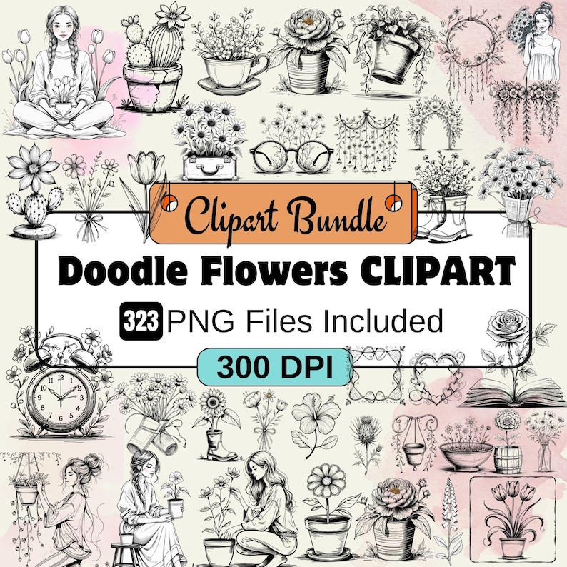 Doodle Flower Clipart,hand Drawn Flower Png,hand Drawn Floral ...