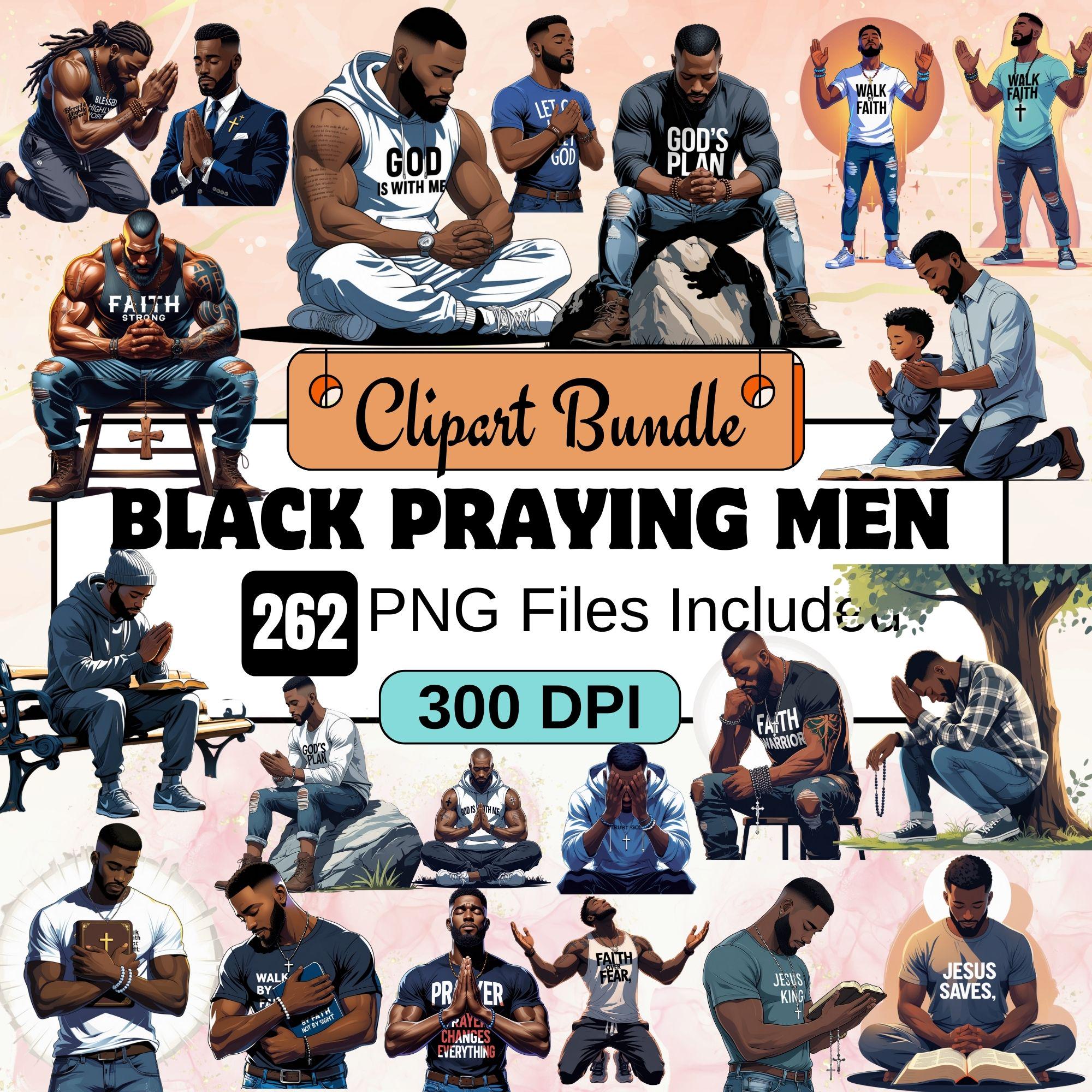 Black Praying Man Clipart,black Man PNG Clipart Bundle,praying Black ...