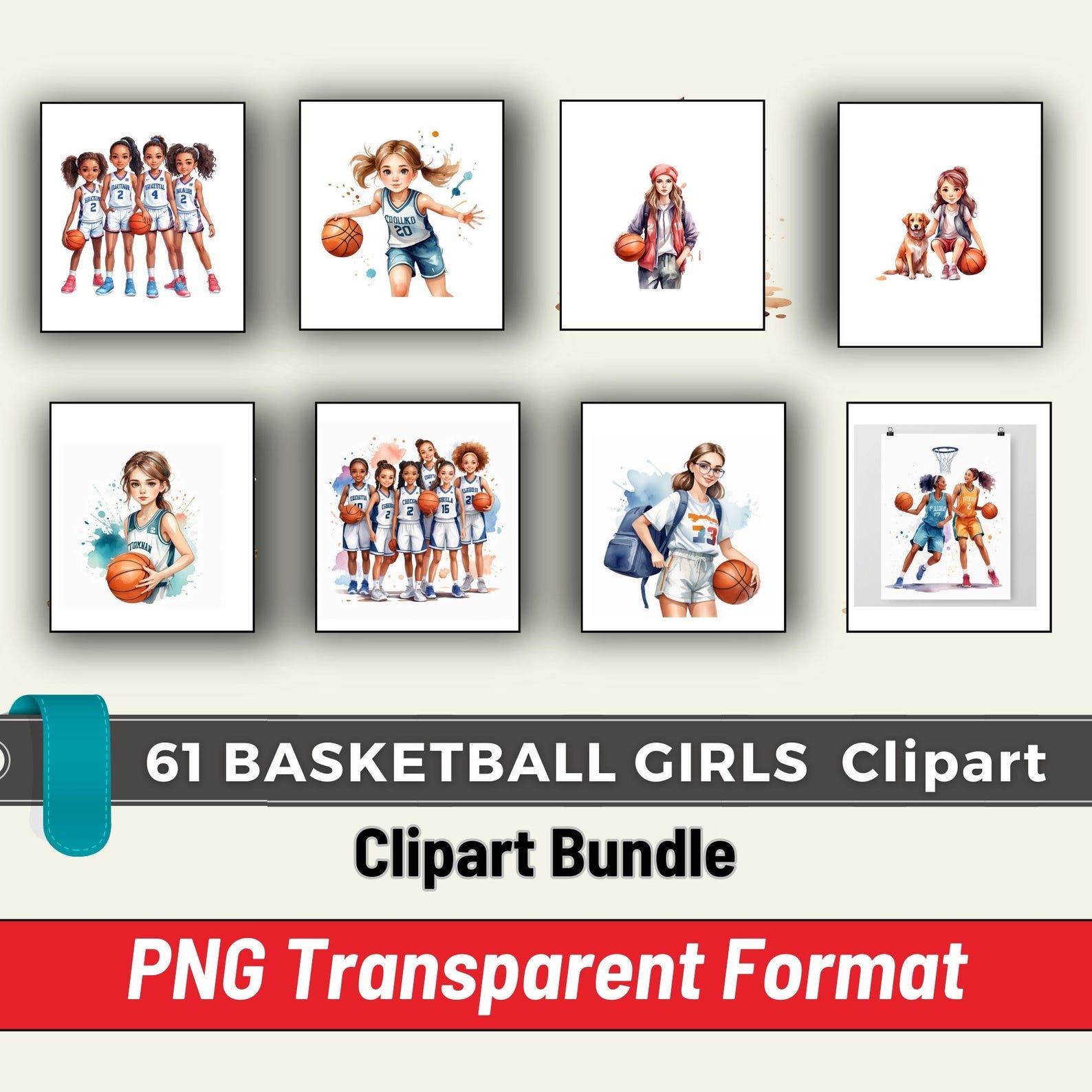 Basketball Girl Clipart, Basketball Clipart Bundle, 61 PNG Basketball ...