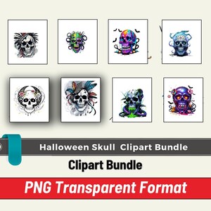 170 Skull Halloween Clipart,skeleton Halloween Clipart PNG Bundle,ghost ...