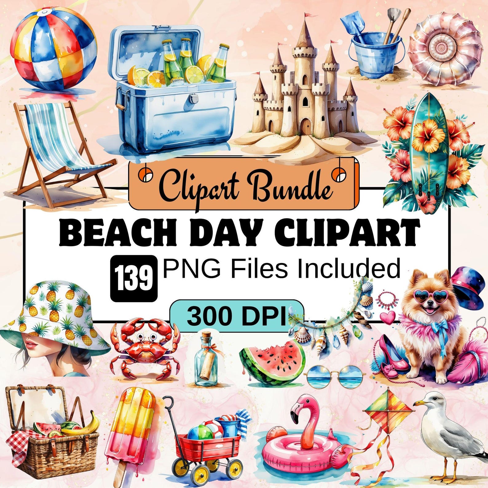 139 Beach Day Clipart,beach Girl Clipart,cozy Beach Day PNG Bundle ...