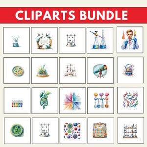 Science Lab Watercolor Clipart Bundle - 280 PNG Science Lab Images ...