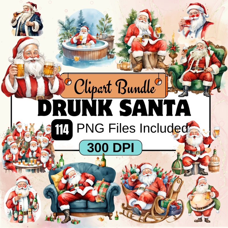 Santa weihnachtsmann getrunken art - Etsy.de