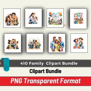 Family Clipart Clipart, 410 Family Time Clipart PNG Bundle, Cute Family ...