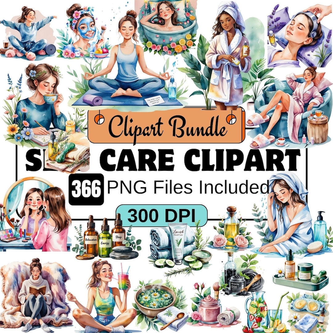 366 Self Care Clipart,women Self Care Clipart PNG Bundle,printable Self ...