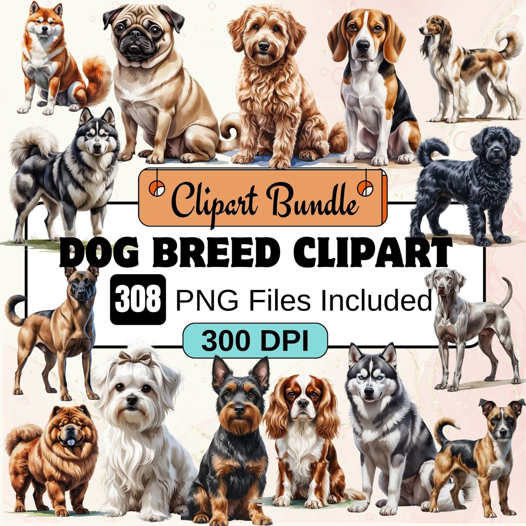 Dog Breed Clipart,watercolor Dogs,pet Animals Clipart,watercolor Pet ...