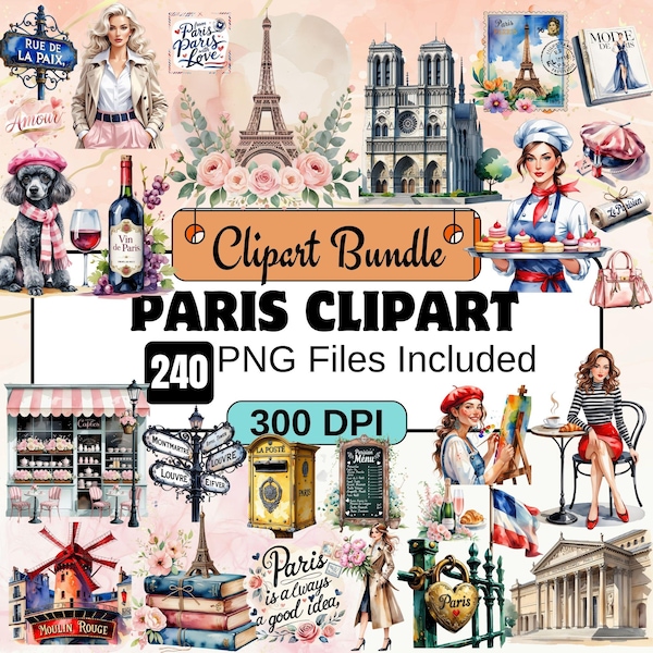 Paris Watercolor Clipart - Etsy