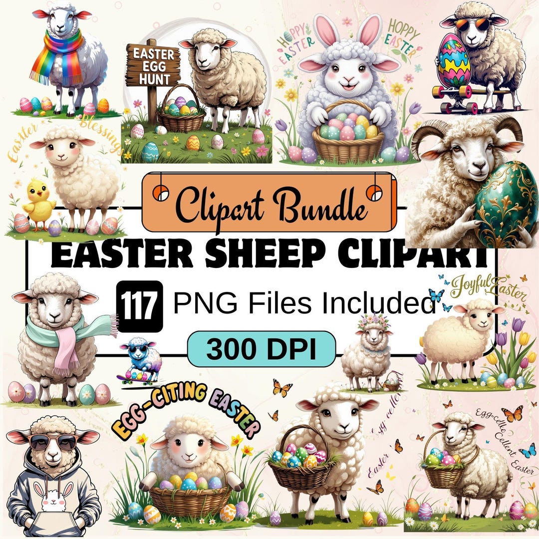117 Easter Sheep Clipart, Watercolor Baby Easter Sheep PNG, Cute Easter ...