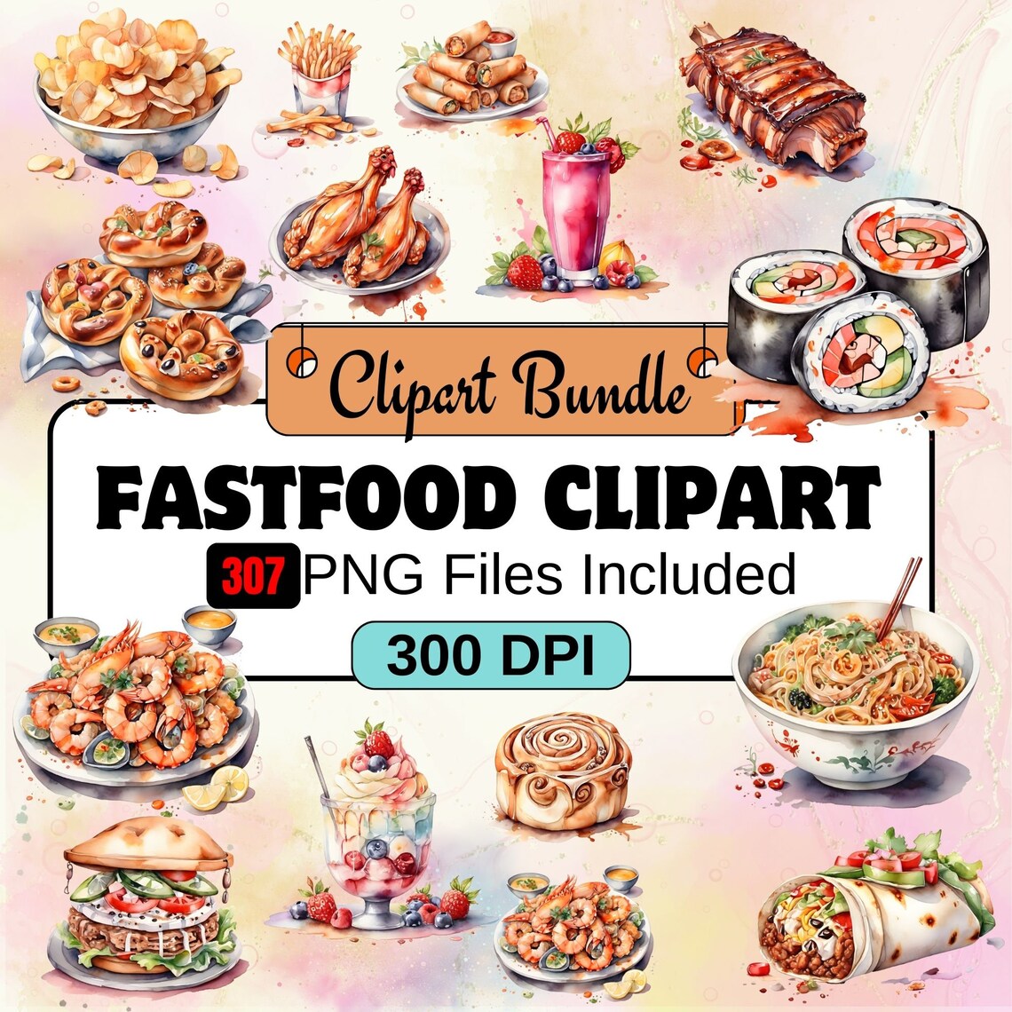 Fastfood Clipart, Junk Food Clipart PNG Bundle, 24 PNG Fast Food ...