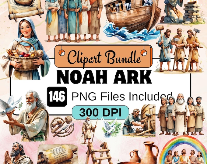 Noah's Ark Bible Stories Clip Art, Bible Story Clipart, Noah and the ...