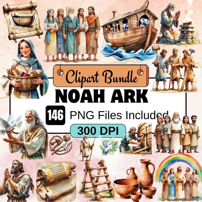 146 Noah Ark's Clipart,noah's Ark, PNG Clipart Bundle,bible,christian ...