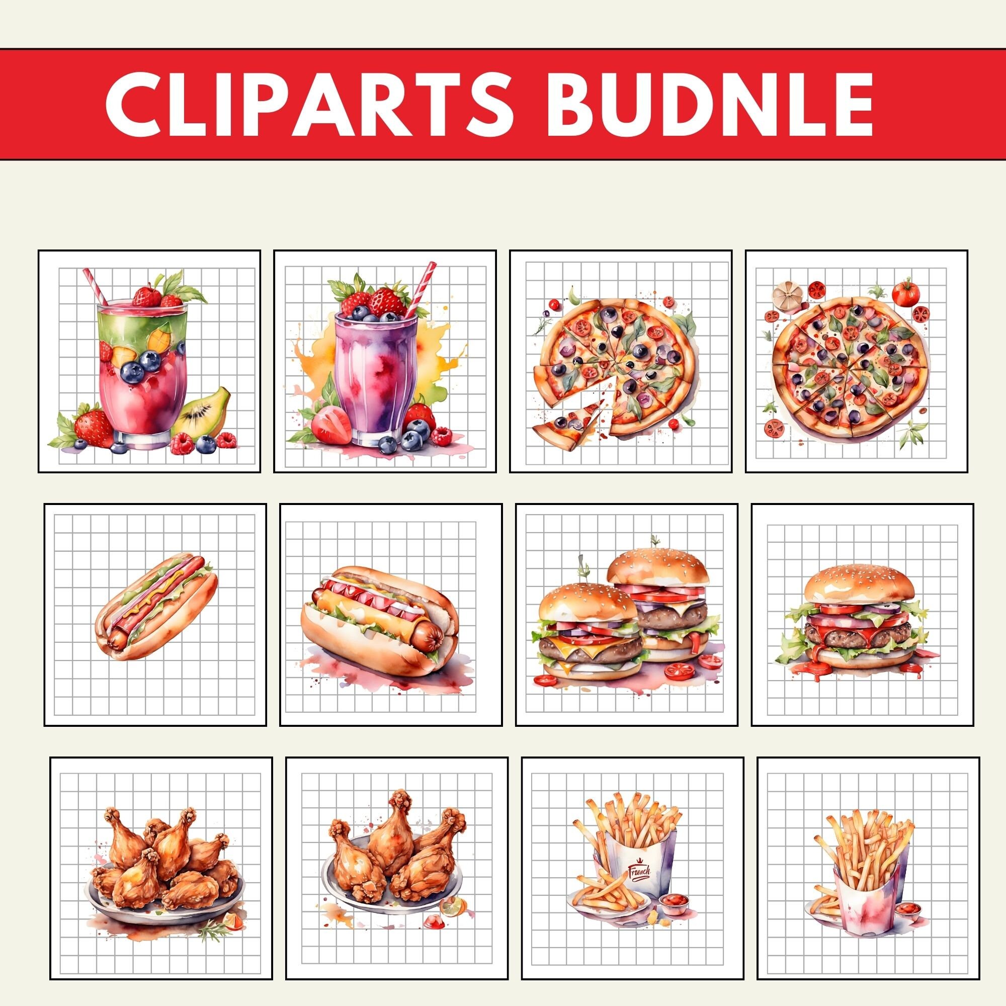 Fast Food Clipart, Food Clipart PNG Bundle, 24 PNG Fast Food Clipart ...