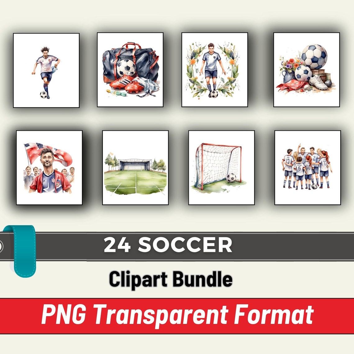 Soccer Clipart, Sports Clipart PNG Bundle, 24 PNG Soccer Clipart Bundle ...