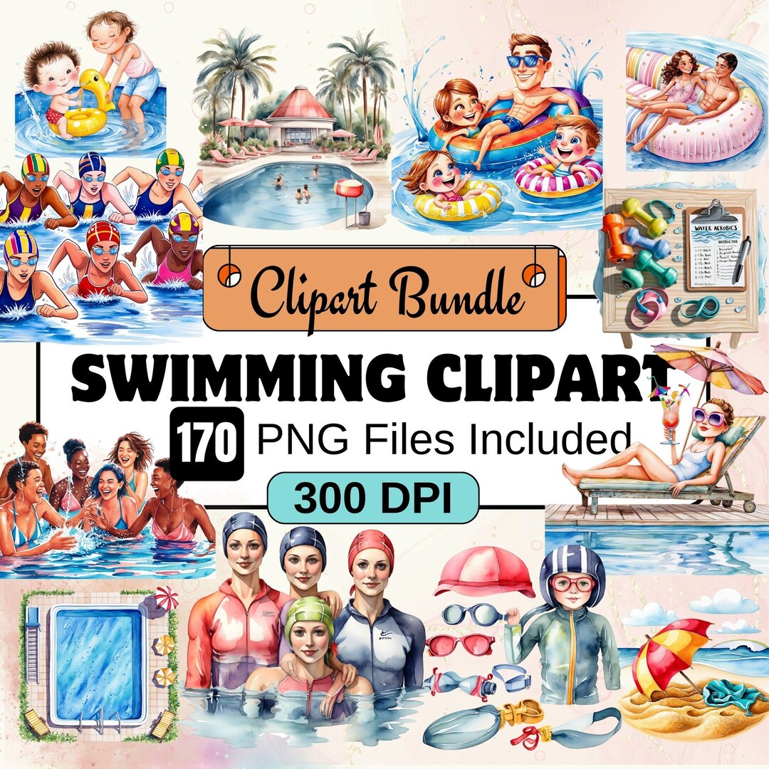 Swimming Clipart, Sports Clipart PNG Bundle, 170 PNG Swimming Clipart ...