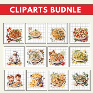 Pasta Clipart, Watercolor Pasta, Italian Clipart, PNG Bundle, 24 Pasta ...