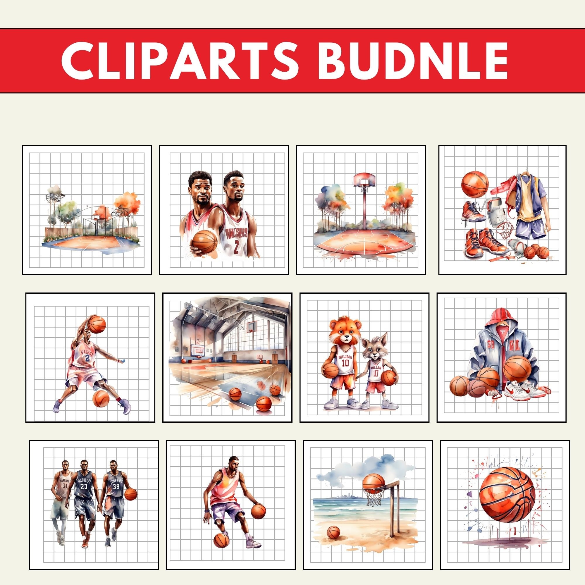 Basketball Clipart, Sports Clipart PNG Bundle, 24 PNG Basketball ...