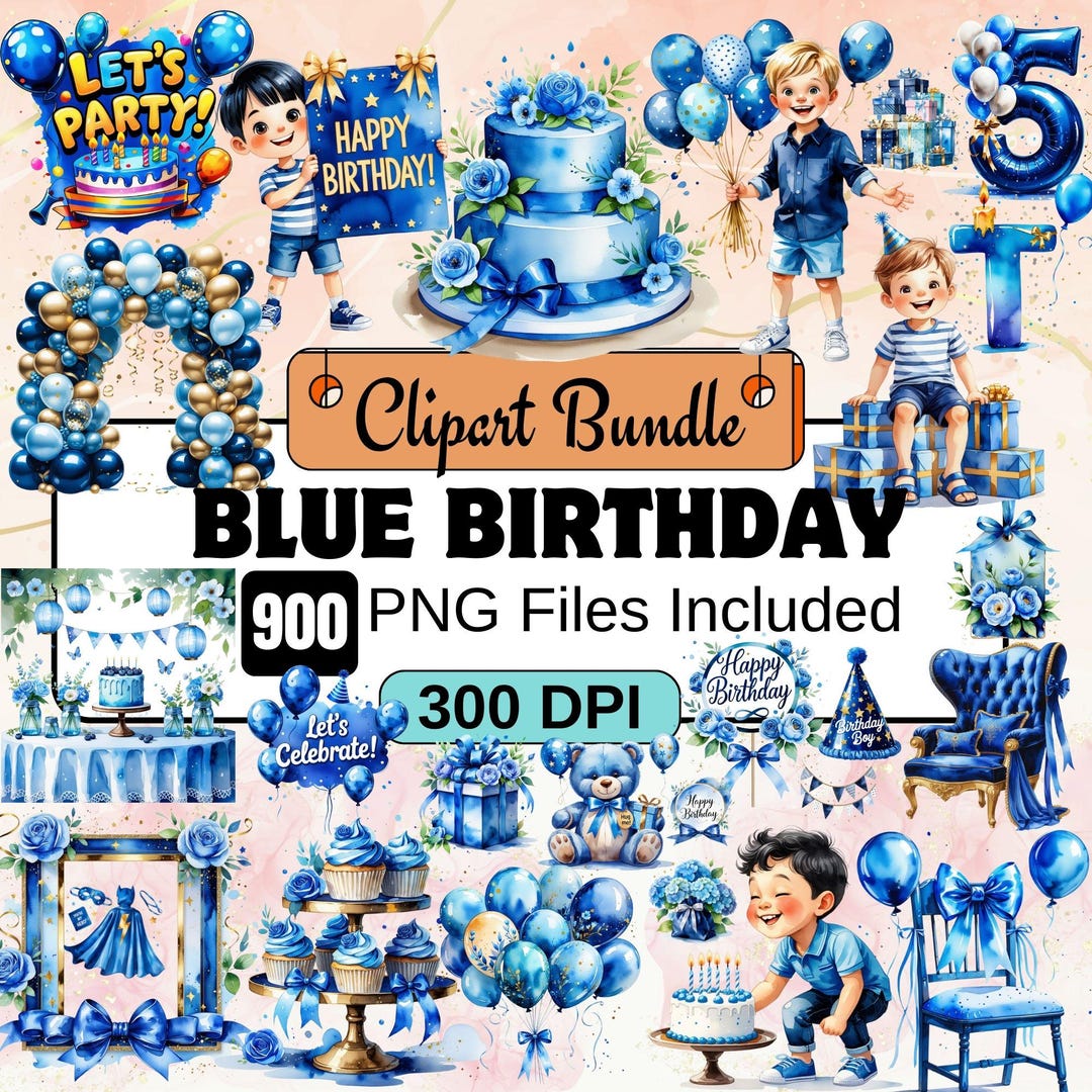 900 Blue Birthday Clipart Png,boy Birthday Png,blue Birthday Party ...