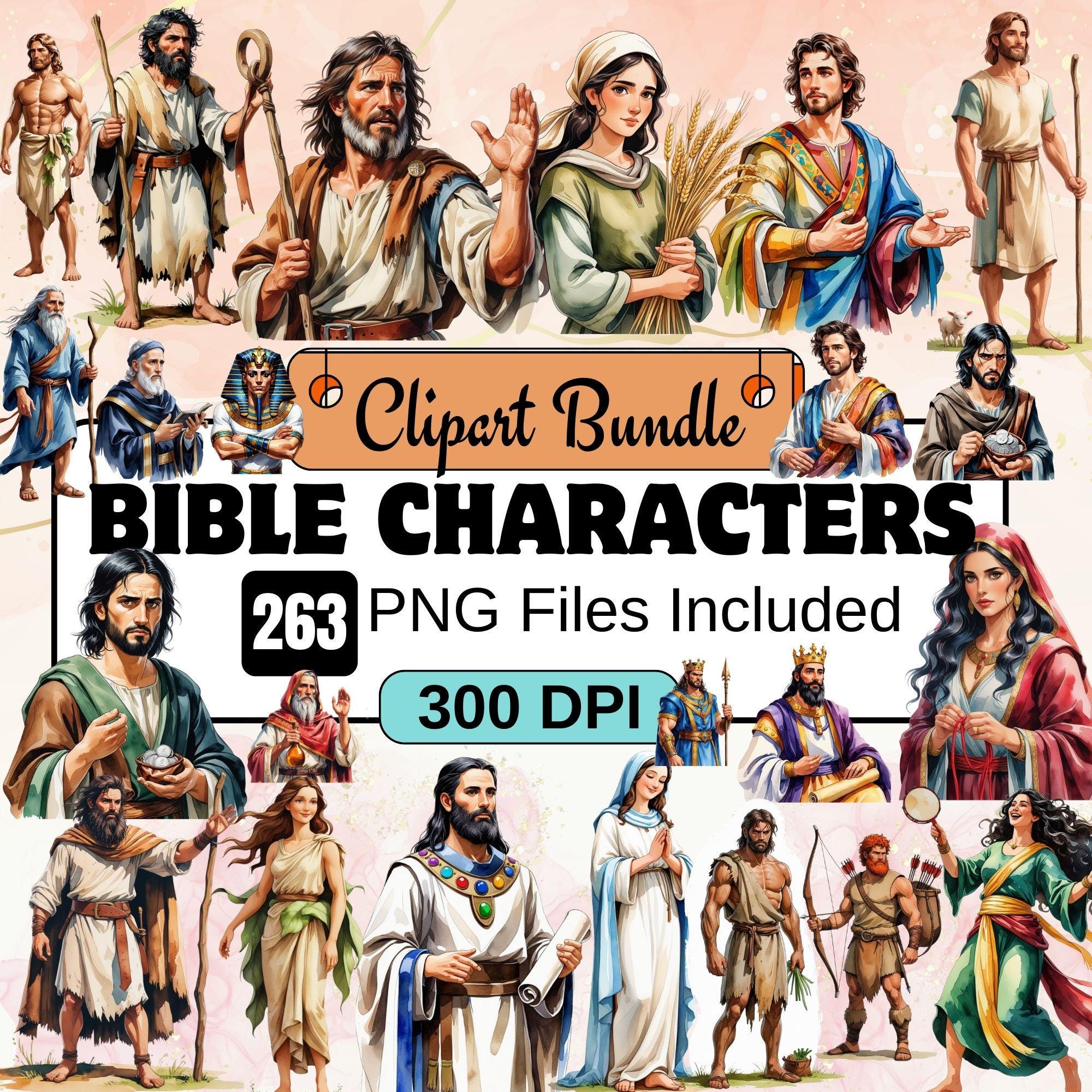 263 Bible Characters Clipart,bible Story Png Clipart Bundle,biblical ...