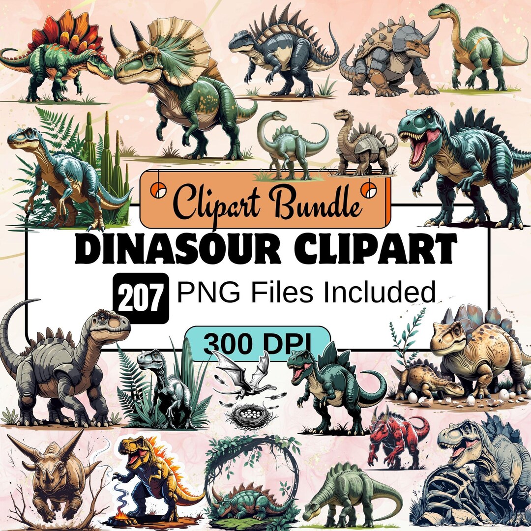 207 Watercolor Realistic Dinosaur Clipart,watercolor Dinosaurs PNG ...
